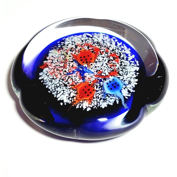 Accents | Czech Mcm Bohemia Crystal Aquarium Paperweight Blue Fish ...